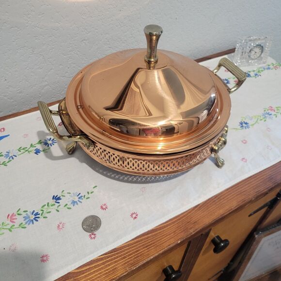 Anchor Hocking | Dining | Vintage Anchor Hocking Brass Copper Buffet ...